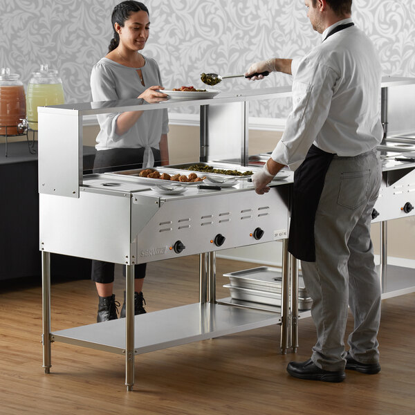ServIt Three Pan Open Well Electric Steam Table with Undershelf ...