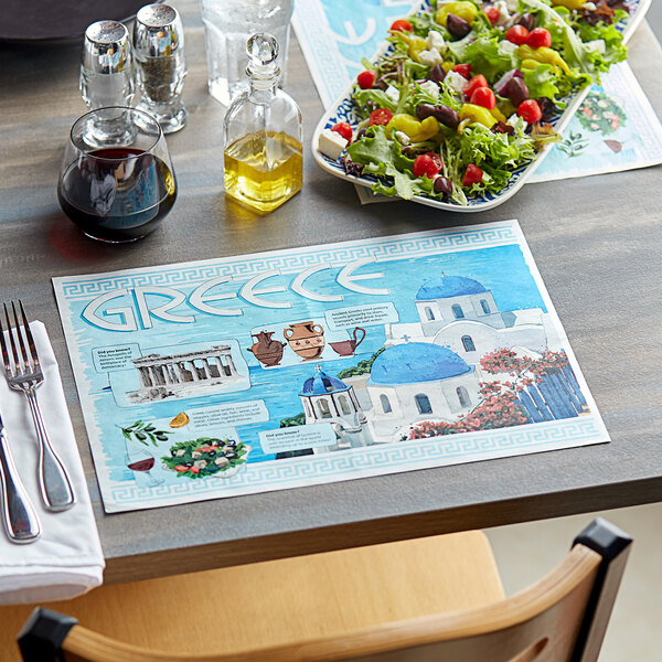 Choice 10" x 14" Greek Themed Paper Placemat - 1000/Case