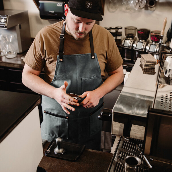 Hardmill Charcoal Waxed Canvas Full Length Bib Apron with 2 Pockets ...