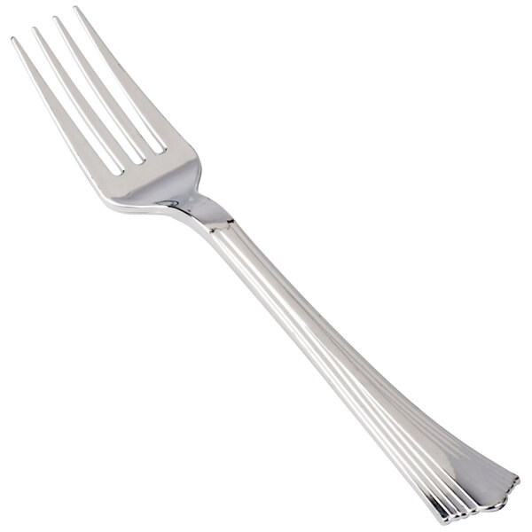 Silver Visions 7" Heavy Weight Silver Plastic Fork - 50/Pack