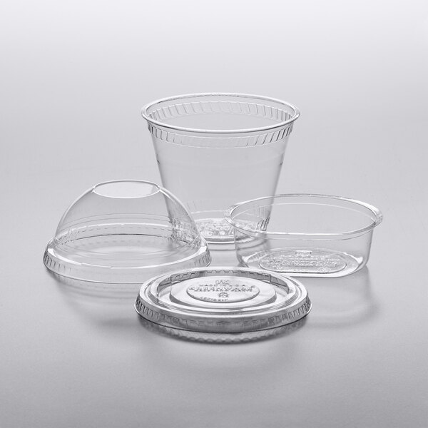 Fabri-Kal Greenware 9 oz. Compostable Clear Plastic Parfait Cup with 4 ...