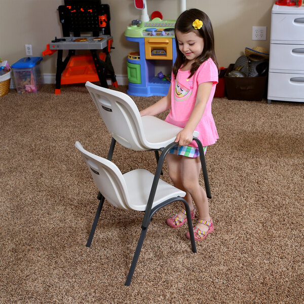 Lifetime 80385 Almond Children's Stacking Chair - 13/Pack