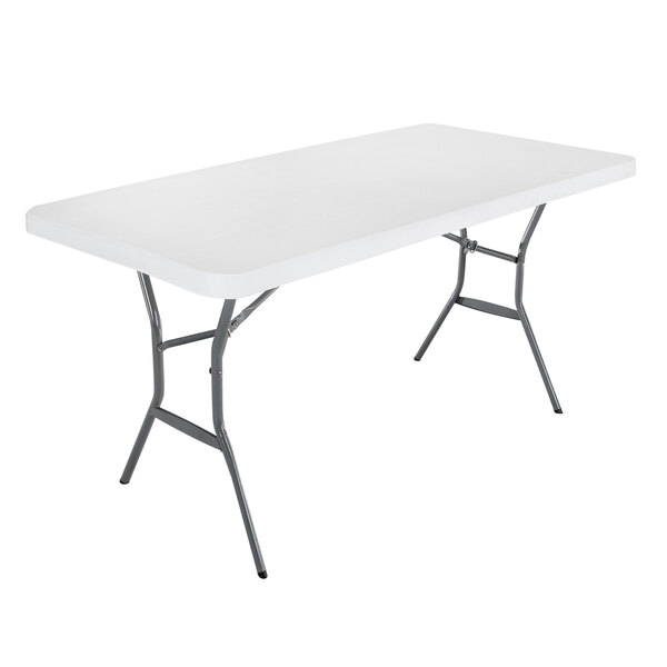 Lifetime 2924 72" x 30" White Granite Plastic Light-Duty Folding Table