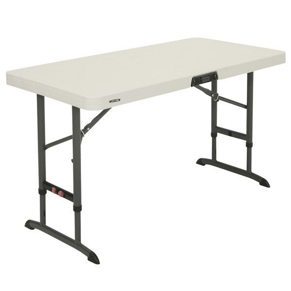 Lifetime 80387 48" x 24" Almond Adjustable Plastic Folding Table