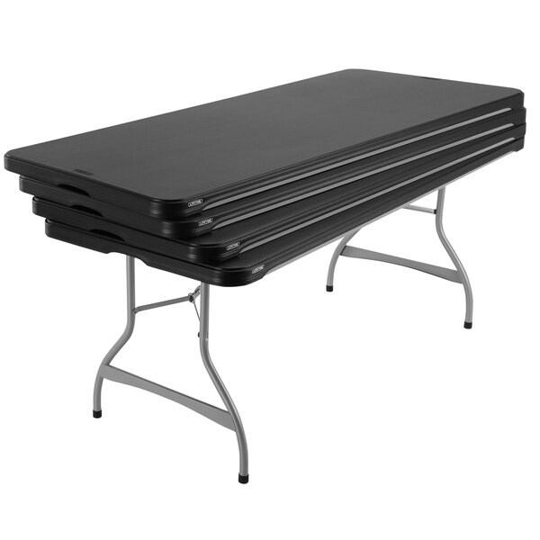 Lifetime 480350 72" x 30" Black Plastic Nesting Folding Table - 4/Pack