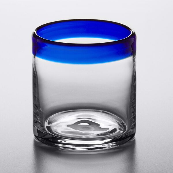 Sample - Acopa Tropic 12 oz. Rocks Glass with Blue Rim
