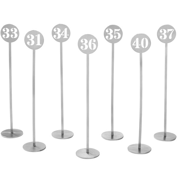 American Metalcraft NSC40 Silver Stamped-Out Number Table Stands - 31 to 40