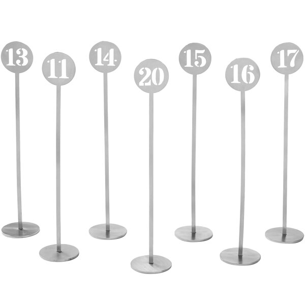 American Metalcraft NSC20 Silver Stamped-Out Number Table Stands - 11 to 20