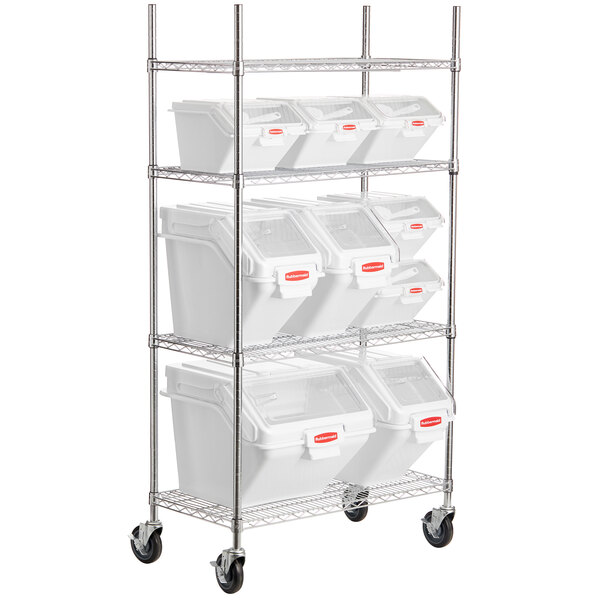 Rubbermaid 18" x 36" Ingredient Bin Shelving Kit with 9 Shelf ...