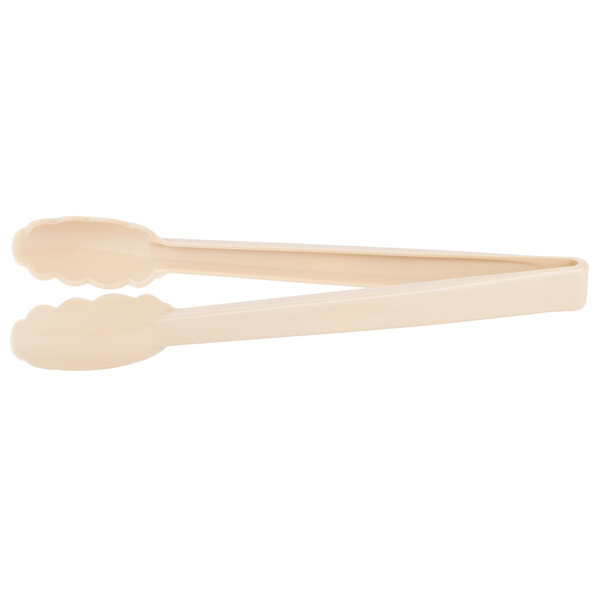 Cambro 12TGS133 Lugano 12" Beige Scallop Grip Plastic Tongs