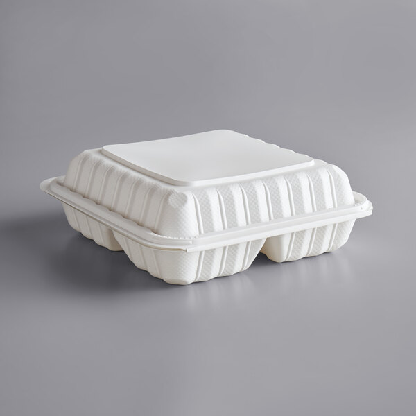 Plastic Hinged 3-Compartment Take-Out Container (150/Case)