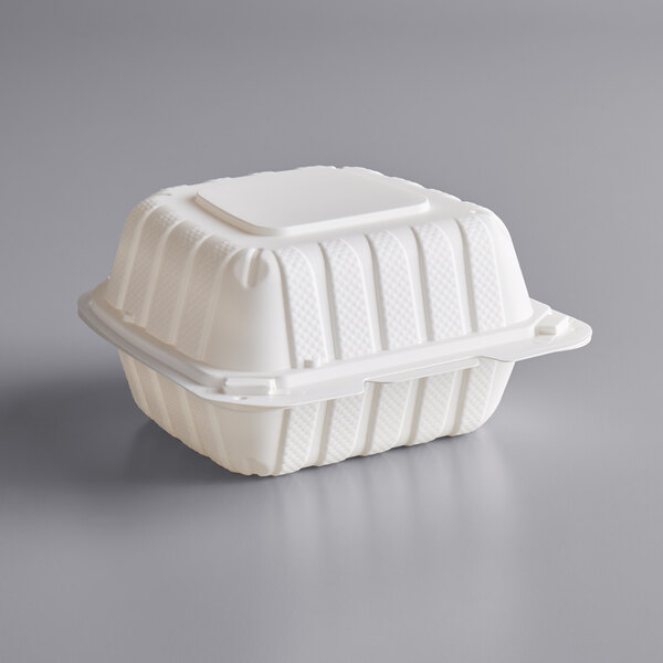 Square Microwaveable White Hinged Take-Out Container - 6" x 6 ...