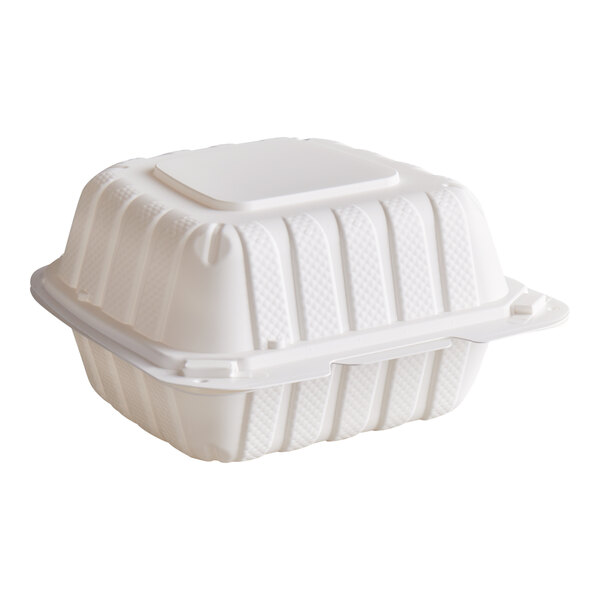 Square Microwaveable White Hinged Take-Out Container - 6" x 6 ...