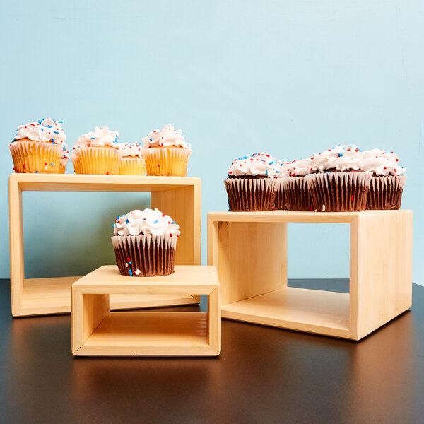 American Metalcraft BAMRN1 3 Piece Natural Bamboo Riser Set