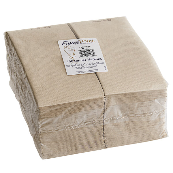 Hoffmaster FP1109 FashnPoint 15 1/2" x 15 1/2" Natural Dinner Napkin, 1 ...