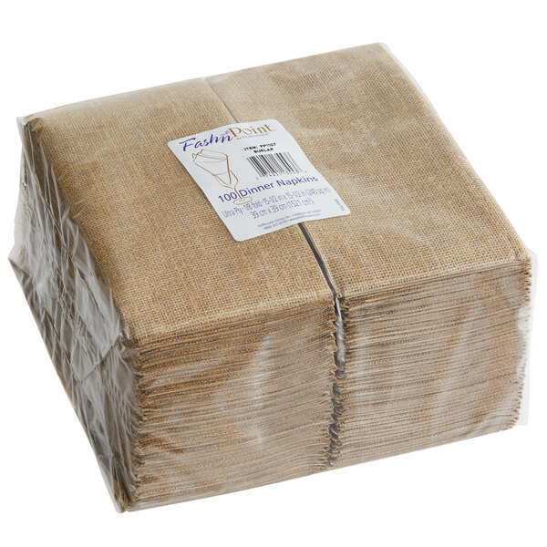 Hoffmaster Burlap Print Dinner Napkin 1/8 Fold - 800/Case