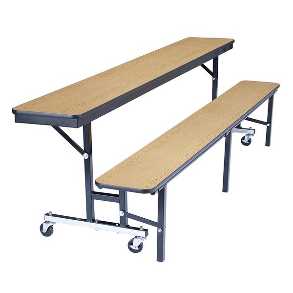 National Public Seating CBG84 7 Foot Mobile Convertible Cafeteria Bench ...
