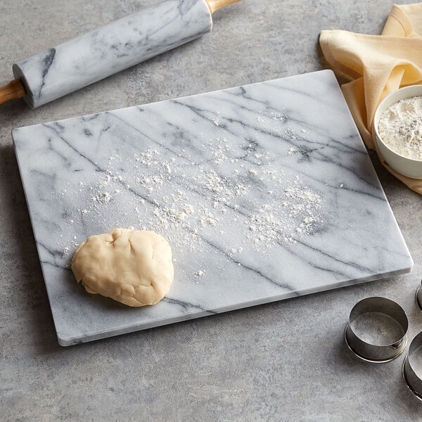 White Marble Pastry Board (16" x 12" x 1/2")