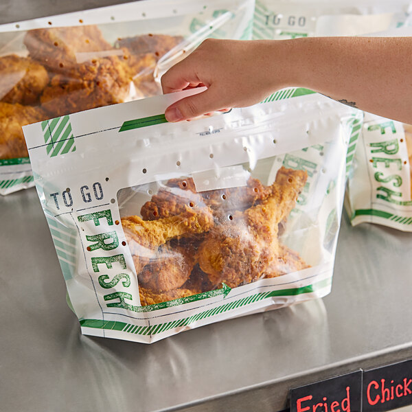 Innopak To Go Fresh 8 Piece Medium Fried Chicken / Hot Food Bag - 250/Case