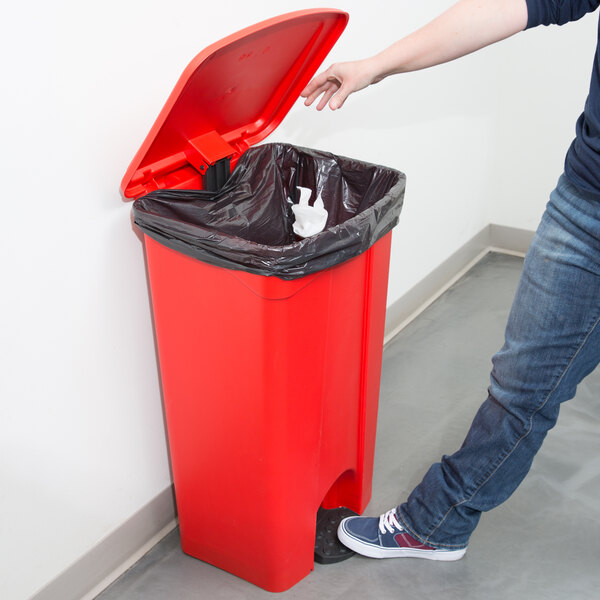 Continental 23RD 23 Gallon Red Step On Rectangular Trash Can