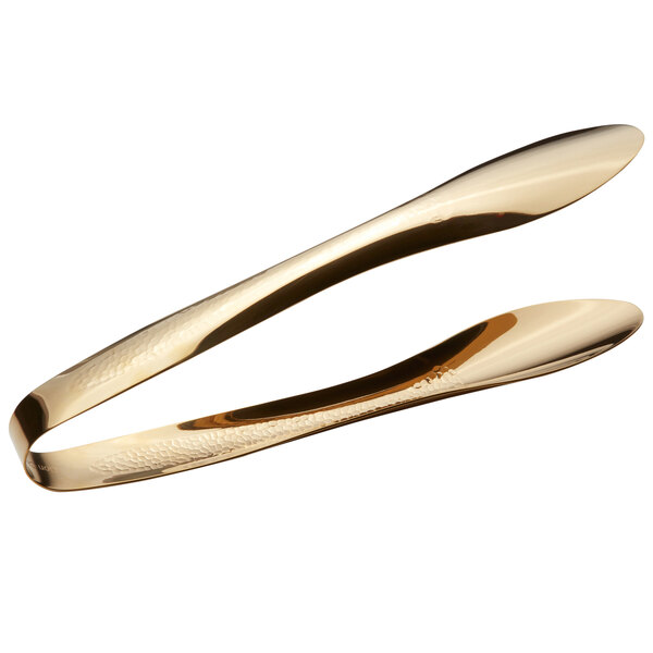 Bon Chef 9468HFG 14" Gold Hammered Stainless Steel Serving Tongs with ...