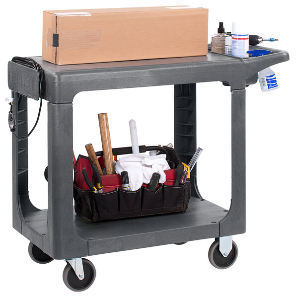 Carlisle UC194023 Gray 2-Shelf Utility Cart - 40 3/8" x 19" x 32 5/8"