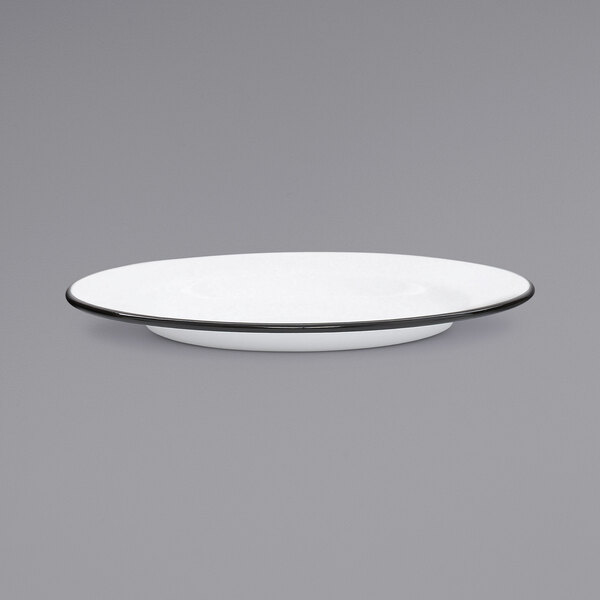 Crow Canyon Home V20BLA Vintage 10 1/4" White Wide Rim Enamelware ...