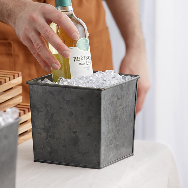 American Metalcraft BEVDG6 1/6 Size Onyx Galvanized Metal Rectangular ...