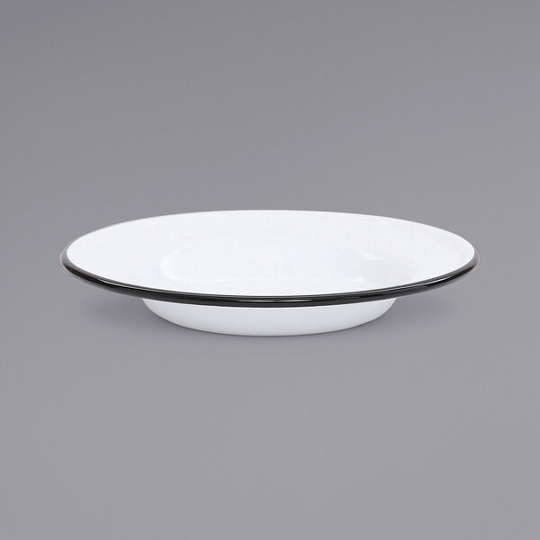 Crow Canyon Home V19BLA Vintage 8" White Wide Rim Enamelware Footed ...