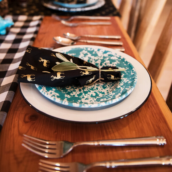 Crow Canyon Home V95BLA Vintage 12" White Wide Rim Enamelware Plate ...