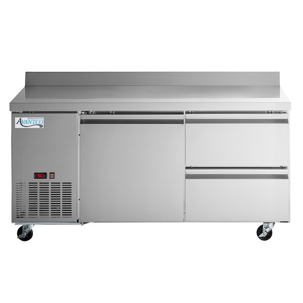 Avantco 67" Stainless Steel Extra Deep Worktop Refrigerator with 3 1/2 ...