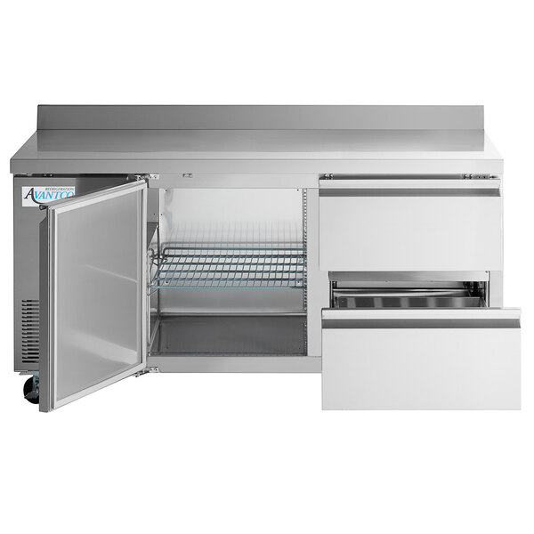 Avantco 67" Stainless Steel Extra Deep Worktop Refrigerator with 3 1/2 ...