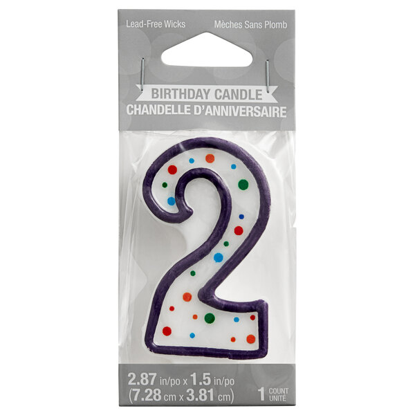 Creative Converting 104561 3" Polka Dot "2" Candle