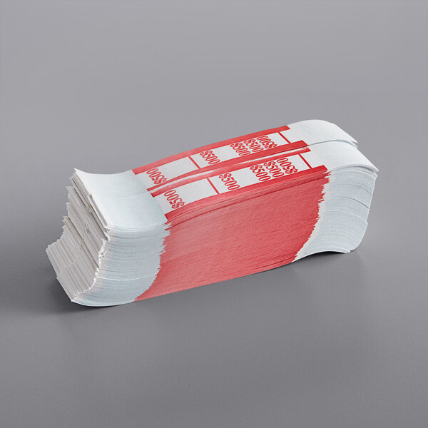 Red Self-Adhesive Currency Strap - $500 - 1000/Case