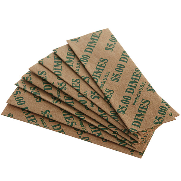 Pop-Open Flat Tubular Coin Wrapper - $5, Dimes - 1000/Case