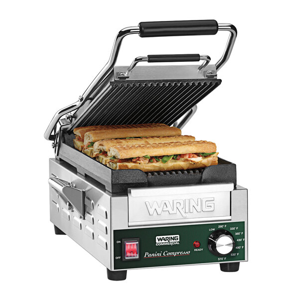 Waring WPG200 Compresso Slimline Panini Grill with Grooved Top and ...