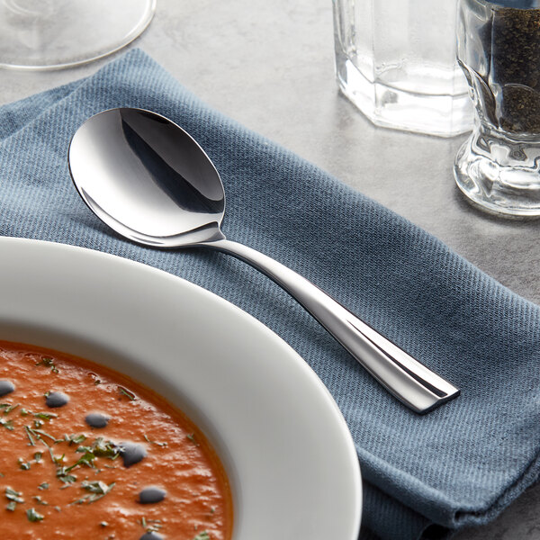 Acopa Ridge 6 11/16" 18/0 Stainless Steel Heavy Weight Bouillon Spoon ...