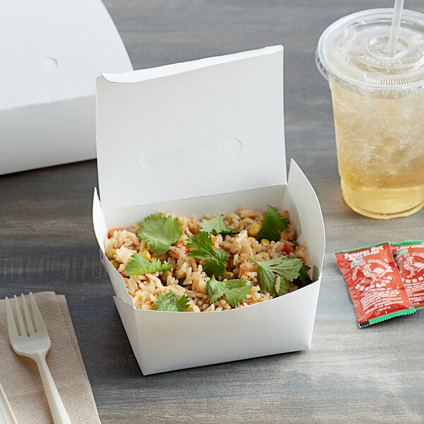 Fold-Pak 01BPDINEWM Bio-Pak Dine White Microwavable Paper #1 Take-Out ...