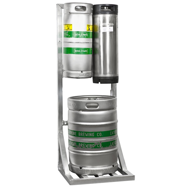 Devault ICD-7002 3 Keg Aluminum Slim Keg Rack - 20" x 20" x 55"