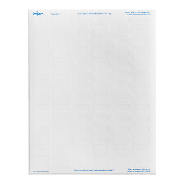 Avery® 60534 PermaTrack 1/2" x 1" Tamper-Evident Asset Labels - 672/Pack