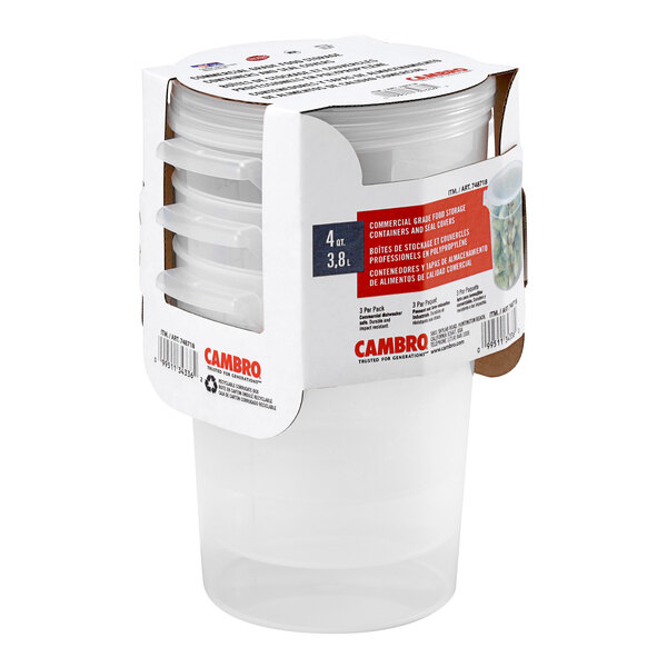 Cambro 4 Qt. Translucent Round Polypropylene Food Storage Container and ...