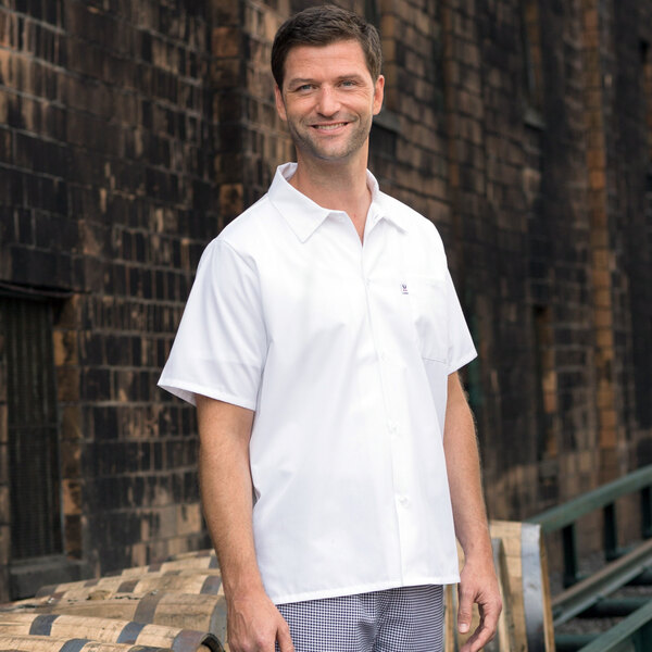 Uncommon Chef 0920 White Customizable Classic Short Sleeve Cook Shirt - L