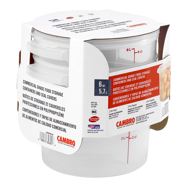 Cambro 6 Qt. Translucent Round Polypropylene Food Storage Container and ...