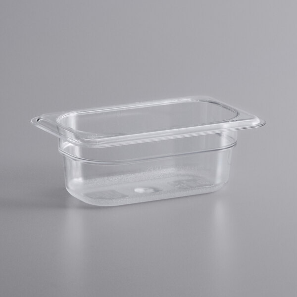 Vigor 1/9 Size Clear Polycarbonate Food Pan - 2 1/2" Deep