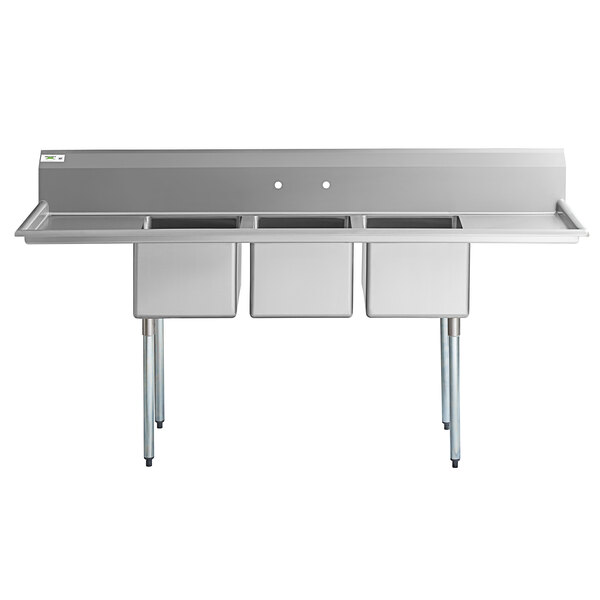 Regency 3 Compartment Sink w/ Drainboards (Stainless Steel)