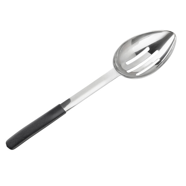 Tablecraft AM5354BK Antimicrobial 6 oz. Stainless Steel Slotted Oval ...