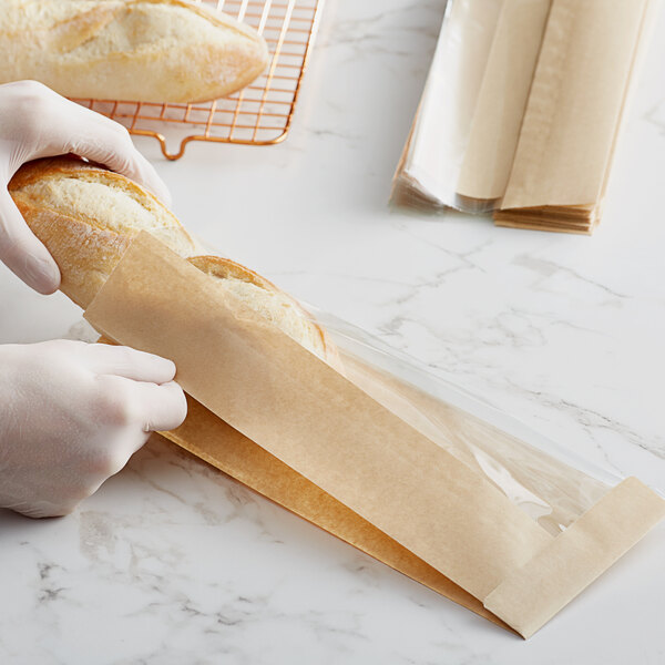 Choice 4 1/2" x 2 1/4" x 11 3/4" Kraft Window Sandwich / Bakery Bag ...