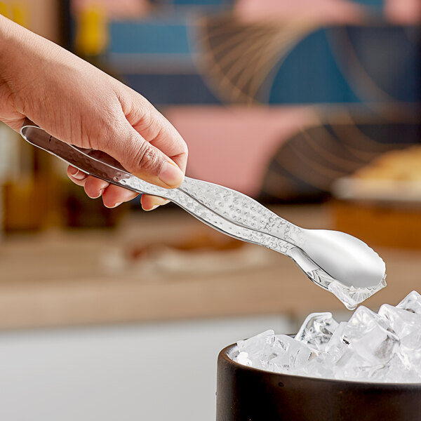 GET BSPD-22 9" Stainless Steel Ice Tongs with Hammered Finish