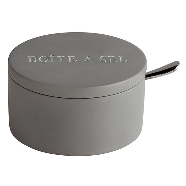 Concrete Salt Cellar with Spoon - 4" x 2 1/2"