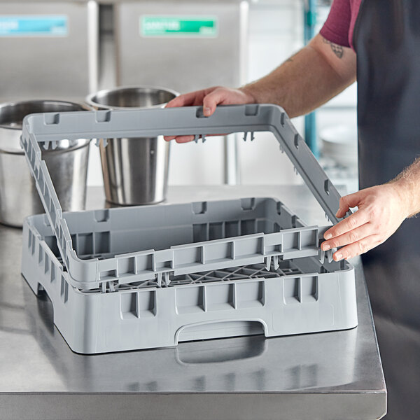 Cambro E3151 Soft Gray Full Size Camrack Extender with Closed Sides